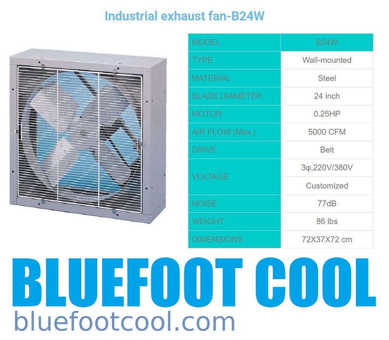 Industrial exhaust fan-B24W - BLUEFOOT COOL commercial ventilation fan